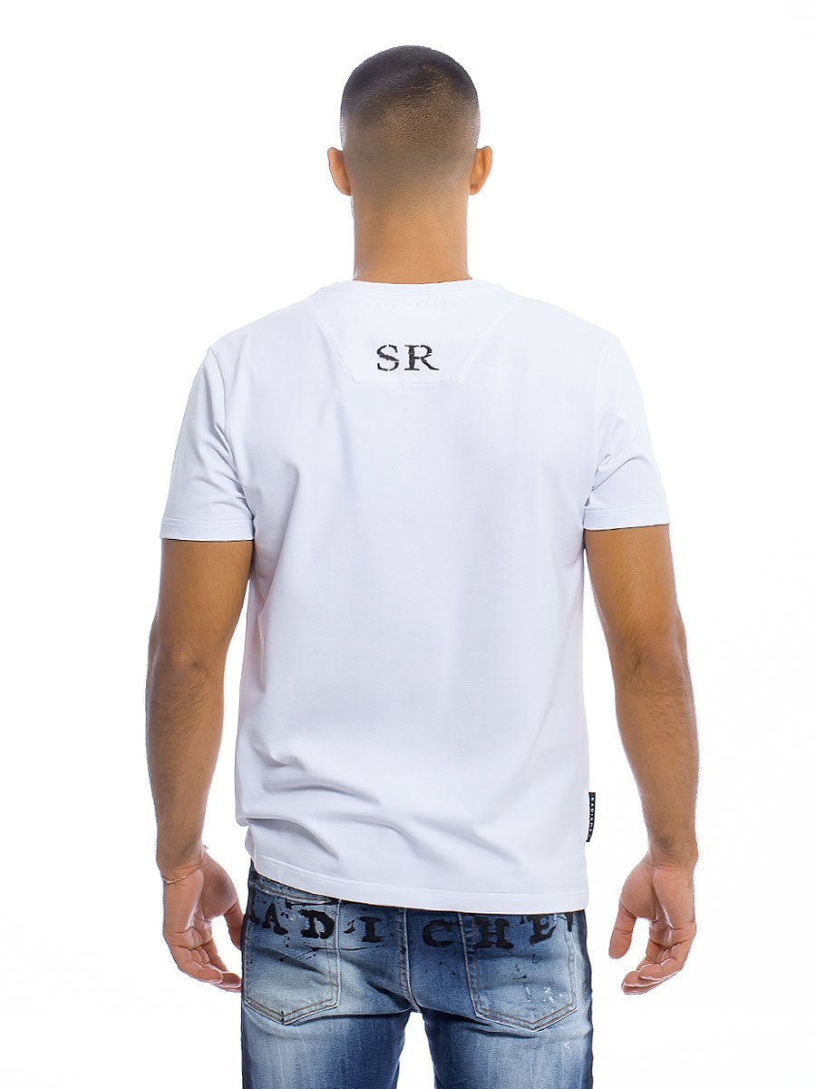 Бяла мъжка тениска с надпис RADICHEV I RADICHEV