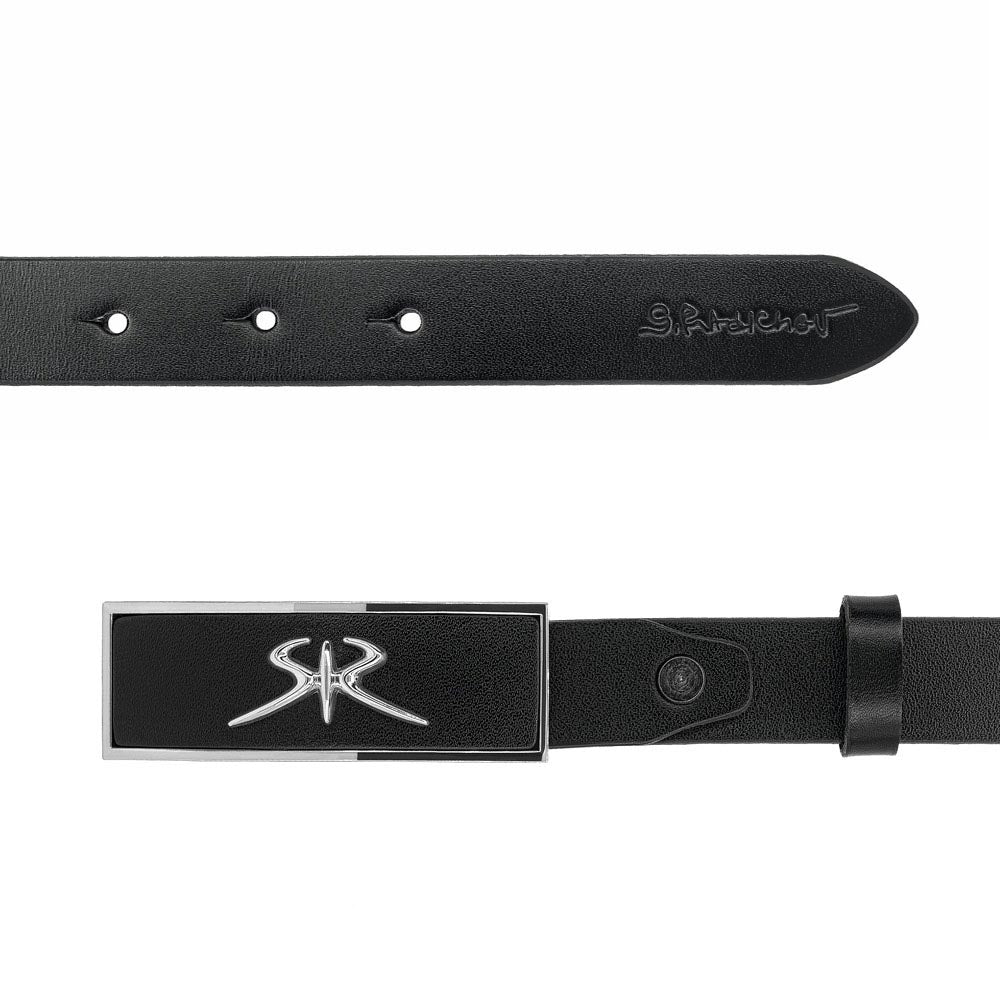 Elegant women's belt with silver SR logo